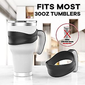 Tumbler Handle Fits for 30 OZ YETI Rambler,Rtic Mug-Previously Design,Sic,OZARK TRAIL & More Tumbler Travel Mug | BPA FREE（Handle Only） (Black)
