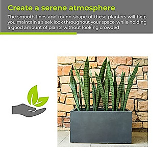 Kante 31.1" L Long Rectangular Concrete Planter, Large Outdoor Indoor Garden Pots with Drainage Hole and Rubber Plug, Charcoal