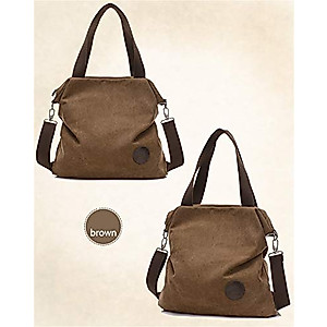 Women's Multi-pocket Shoulder Bag, Fashion Cotton Canvas Handbag Large Tote Purse, Vintage Hobo Top Tote Handle Multifunction Beach Casual Satchel Shopping Crossbody Bag