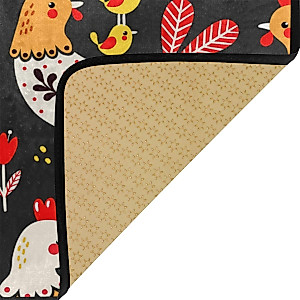 susiyo Kitchen Mat Cute Rooster Chickens Kitchen Rug Mat Anti-Fatigue Comfort Floor Mat Non Slip Oil Stain Resistant Easy to Clean Kitchen Rug Bath Rug Carpet for Indoor Outdoor Doormat