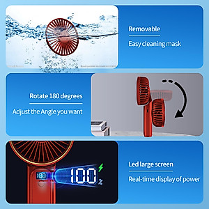 Handheld Fan, Portable Fan, 4000mAh USB Rechargeable Personal Fan, 180° Foldable Mini Desk Fan, 6 Wind Speed, LCD Digital Display, Lanyard as Neck Fan, Ultra Quiet, Pocket Size for Indoor Outdoor