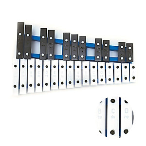 Professional Blue Plastic Soprano Glockenspiel Xylophone with 27 Metal Keys & Notes Engraved into Keys - Includes 2 Plastic Beaters