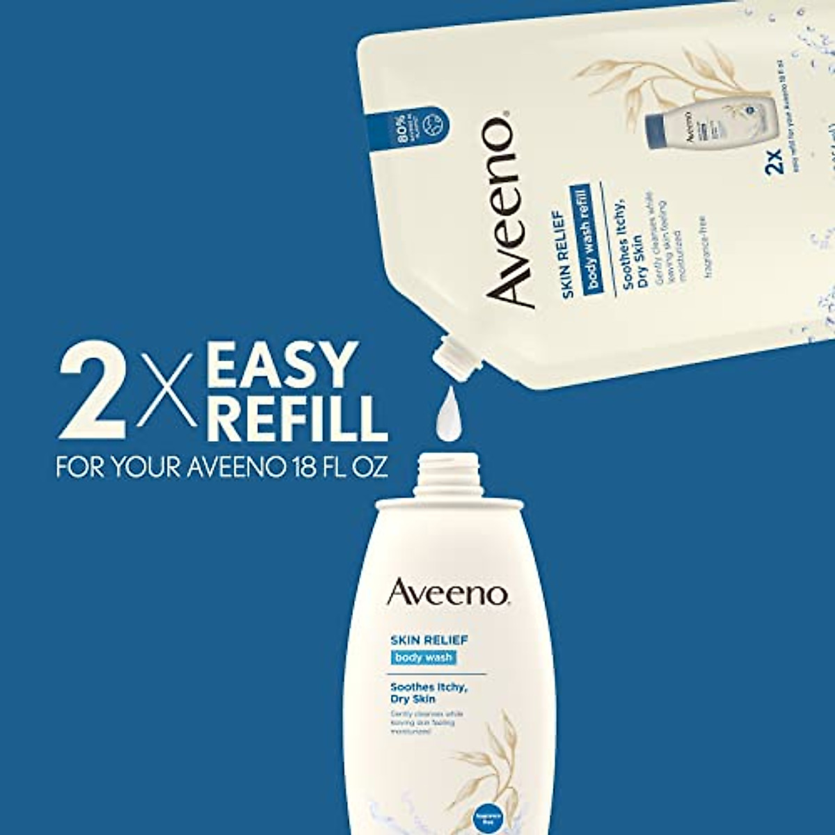 Aveeno Skin Relief Body Wash, Fragrance Free, Refill, 36 Fl. Oz Skin Relief Fragrance-Free Moisturizing Body Wash