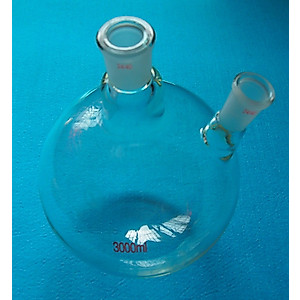 Deschem 3000ml,24/40,Two-Neck,Round Bottom Glass Flask,Twins Necks,3L,Lab Boiling Vessel