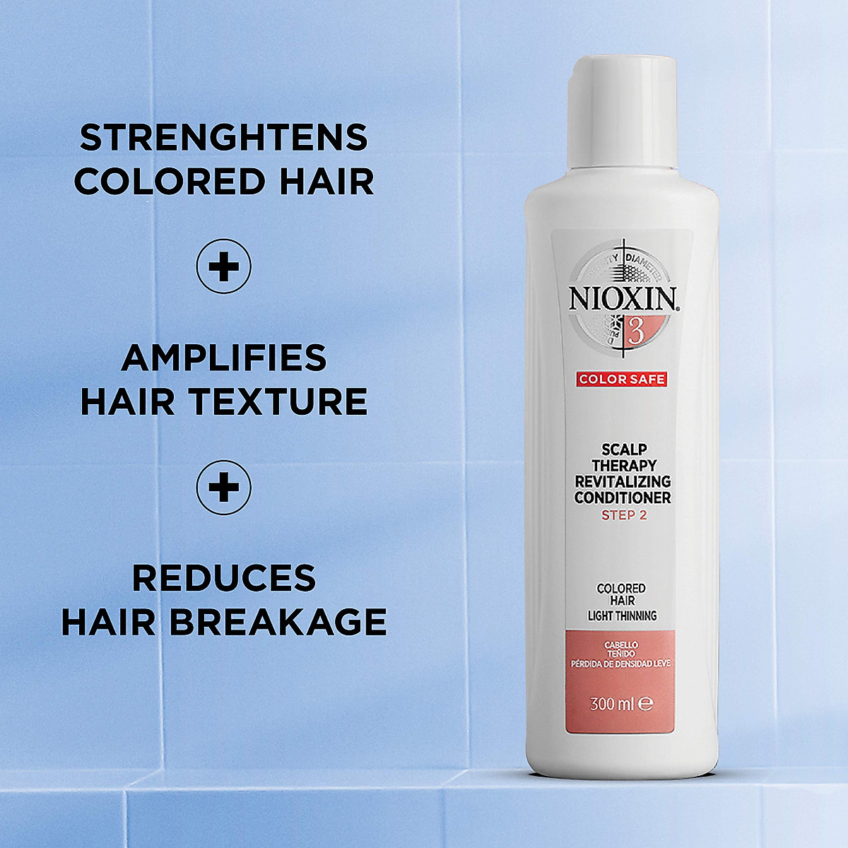 Nioxin System 3 Scalp Cleaning Shampoo and Therapy Conditioner Set for Color Treated Hair with Light Thinning