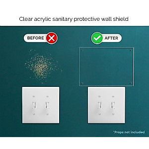 3 Pack Clear Acrylic Wall Protector with Pre Drilled Holes 5" x 7" Protective Plate 5/64" Thick Business or Home Use Dirty Hand and Fingerprint Shield by Marketing Holders