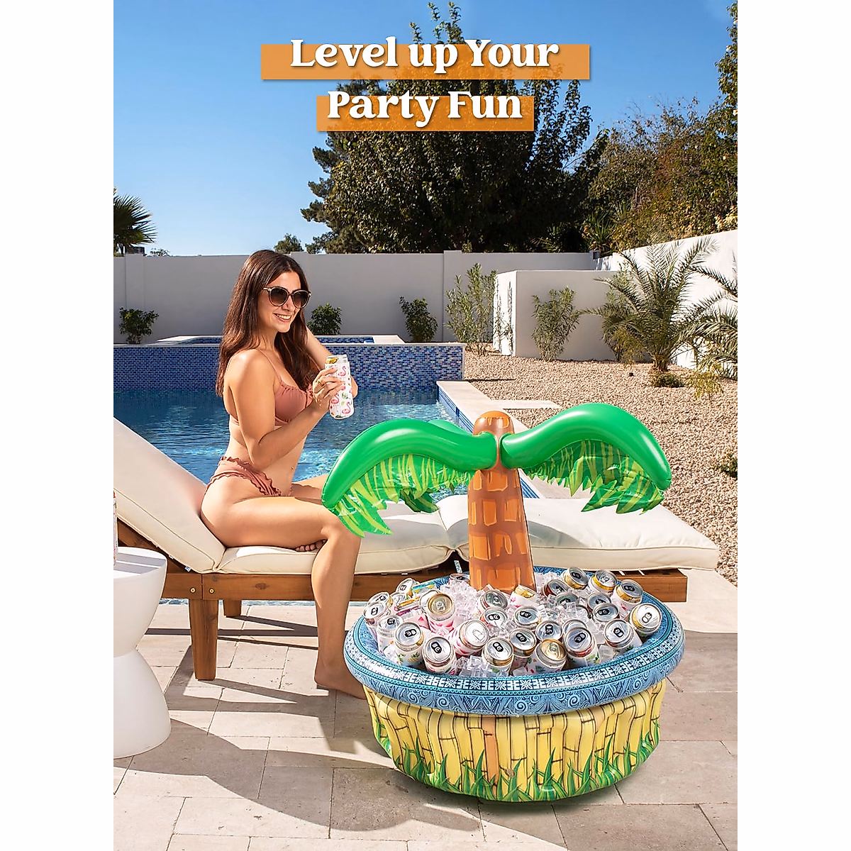 JOYIN 28” Inflatable Palm Tree Cooler, Luau Hawaiian Tropical Beach Themed Party Decorations, Blow Up Palm Trees Cooler Outdoor Party Supplies, Kids Adults Birthday Party Décor