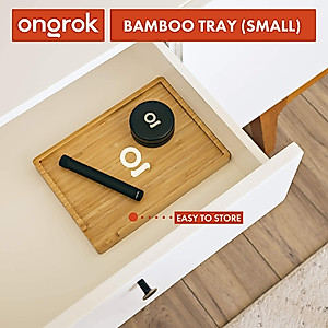 ONGROK Bamboo Tray, Small (9x6 in), Mini Wooden Tray with Small Rolling Surface