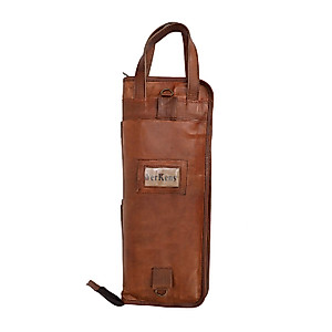 WerKens Leather Drumstick Bag Floor Tom Hooks Holds 10-12 Pairs Drum Sticks Mallets Brushes Percussion Drum Stick Bag Detachable Shoulder Strap Easy Carry Handles (Brown) – DSB003