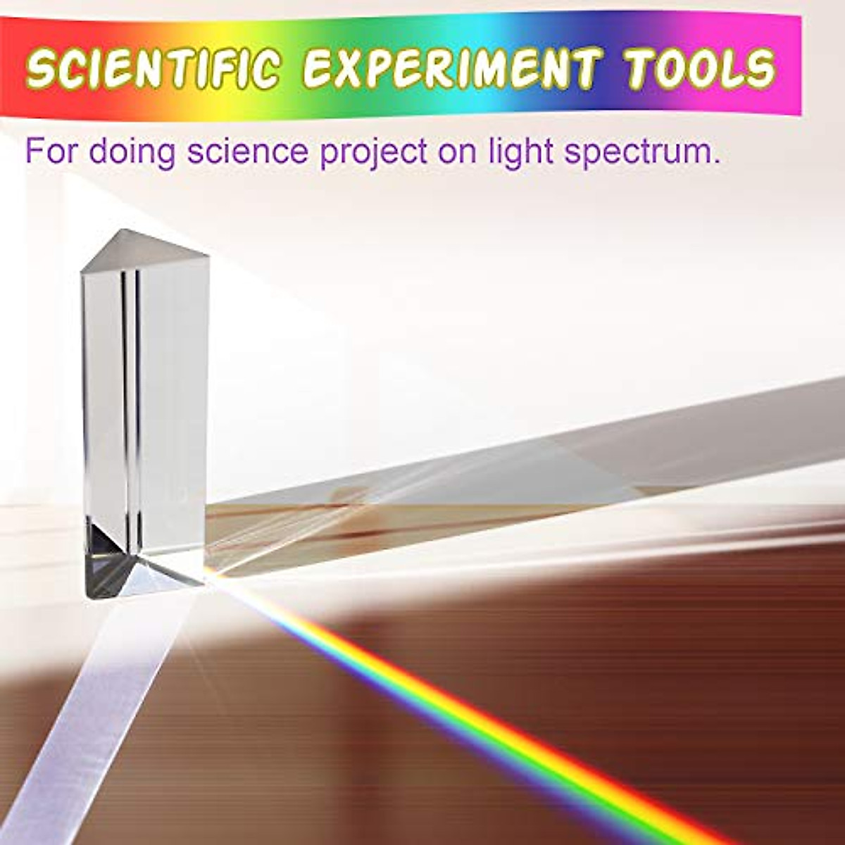 Coitak 6 inch Optical Glass Triangular Prism, Crystal Triangular Prism for Teaching Light Spectrum Physics, Photo Photography Prism Tool
