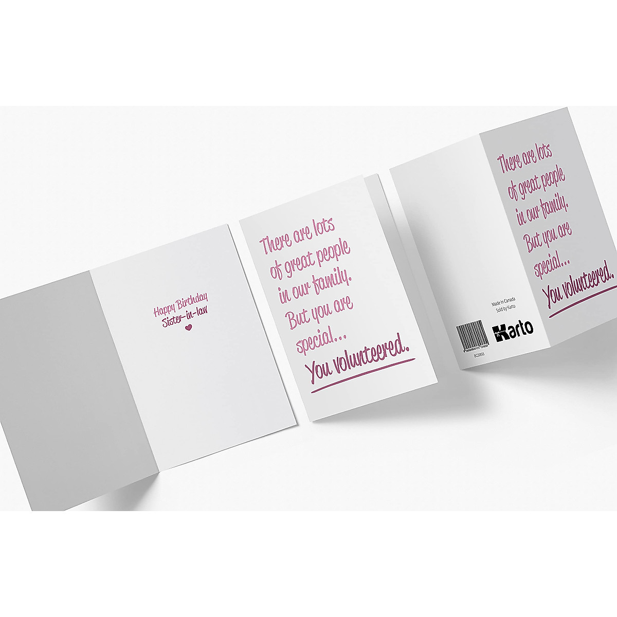 Karto Sweet and Funny Birthday Card For Sister In Law, Single Large 5.5 x 8.5 Greeting Card, Sister In Law Birthday Card, Birthday Cards For Sister In Law Volunteered Sister