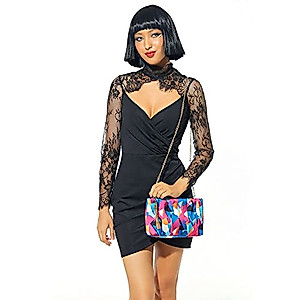 JURLEA Fashion Clutch Purse Silk Shoulder Tote Bags Colorful Crossbody Bags for Women Top-Handle Handbags (Colorful- MH2)