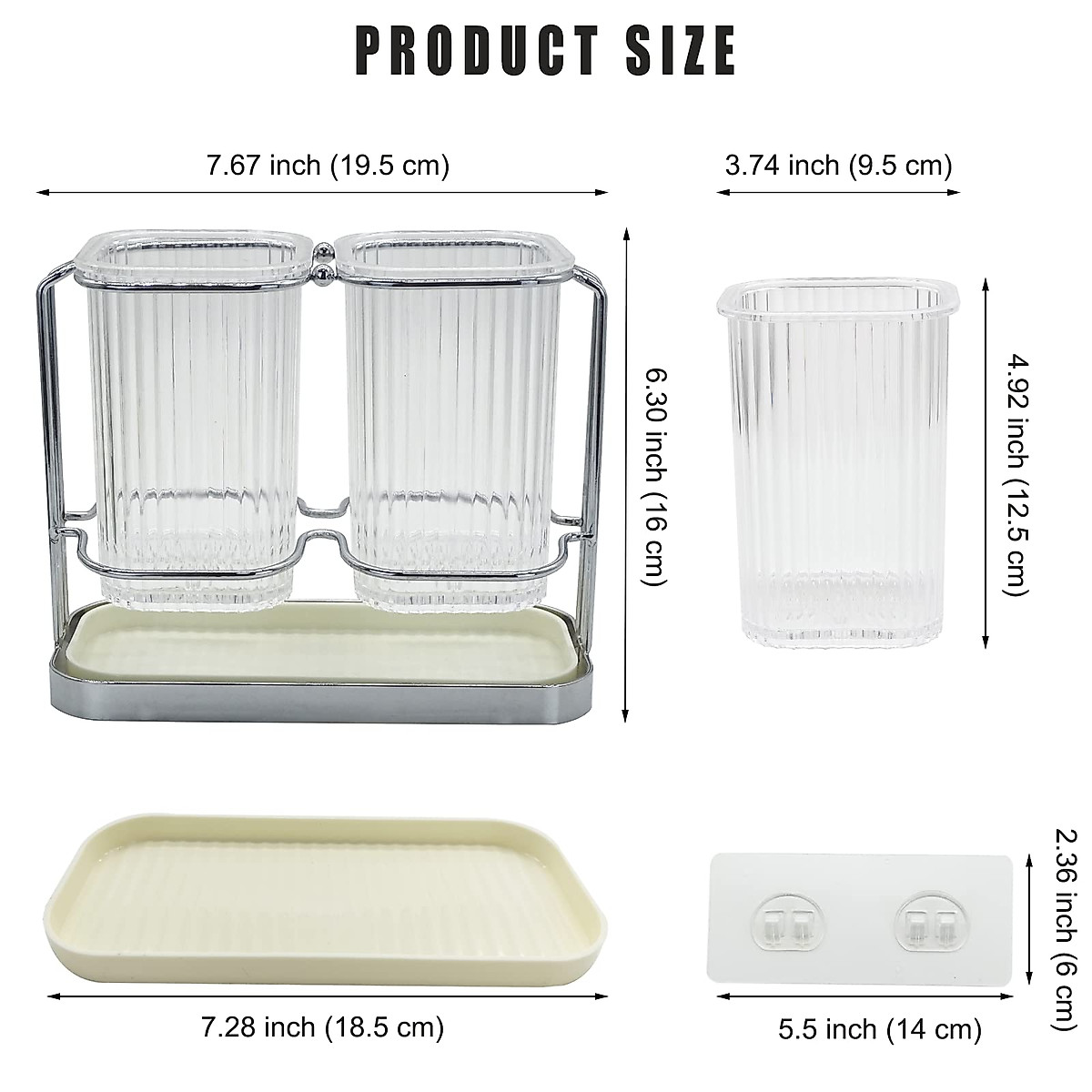 fapugh Kitchen Utensil Holder, Wall Silverware Organizer with Drain Tray, Utensil Holder Flatware Cutlery Storage Organizer for Kitchen Decor and Countertop, with 2 Draining Chopstick Cage (Silver)