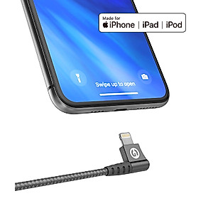 GALVANOX Right Angle Lightning to USB-C Cable (Apple MFi Certified) Braided iPhone Charger L-Shape Cord for Fast Charging iPhone 12/13/14 Pro Max/SE/11/Xs/XR