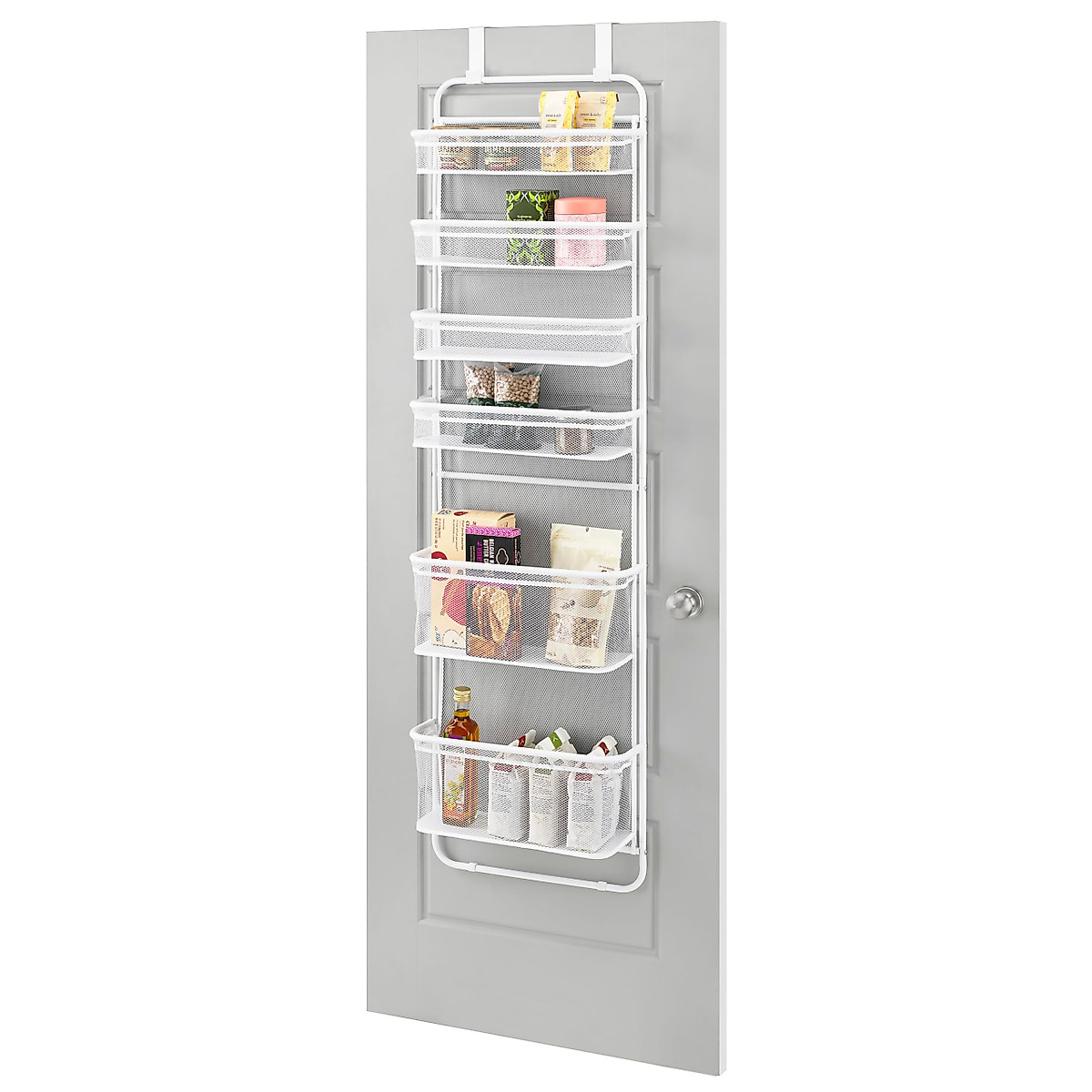 Whitmor Over The Door Organizer - 6 Sections - Pantry, Bathroom, Accessory Organizer - Metal and Mesh - White