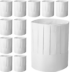 WILLBOND 12 Pcs Chef Hat Set 9 Inch Disposable Paper Chef Tall Hats Adjustable White Chef Hat for Men Women, Kitchen Cooking Chef Hat for Food Restaurants, Home Kitchen, Birthday Party
