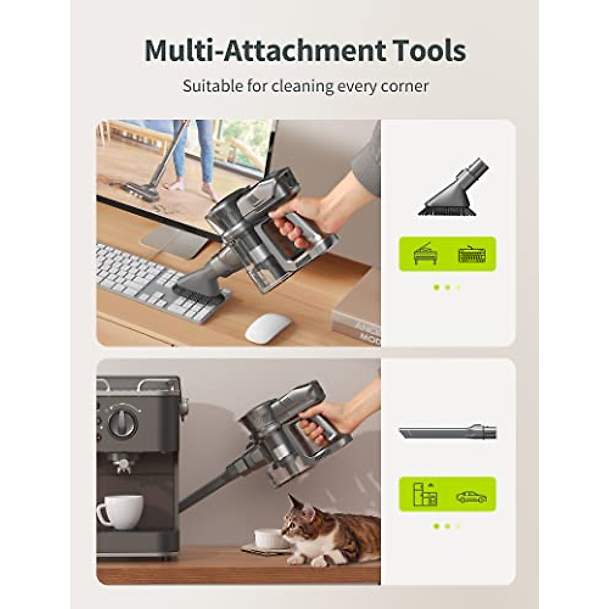 kalado Cordless Vacuum Cleaner, 26Kpa Stick Vacuum with 40Min Detachable Battery, 250W Brushless Motor, LED Display, 6 in 1 Lightweight Upright Vacuum for Pet Hair Carpet Car Floor（2 Years Warranty）