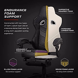 RESPAWN 110 Pro Gaming Chair - Gaming Chair with Footrest, Reclining Gaming Chair, Video Gaming Computer Desk Chair, Adjustable Desk Chair, Gaming Chairs For Adults With Headrest Pillow - Black