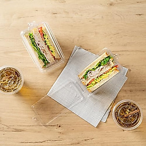 Restaurantware Tamper Tek 7.4 x 3.9 x 3.5 Inch Triangle Take Out Containers 100 Durable Sandwich To-Go Containers - Tamper-Evident Freezable Clear Plastic Sandwich Containers With Hinged Lids
