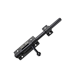 KUMGROT Black Slide Bolt Gate Latch 6 Inches Heavy Duty Door Latch Lock 304 Stainless Steel Barrel Bolt Lock Door Latches Hardware for Wooden Fence Yard Door Barn