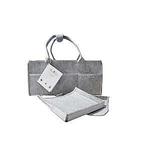 Maa and Bebe Diaper Caddy Organizer – portable storage basket – diaper holder made with handles – easy to carry (Grey)