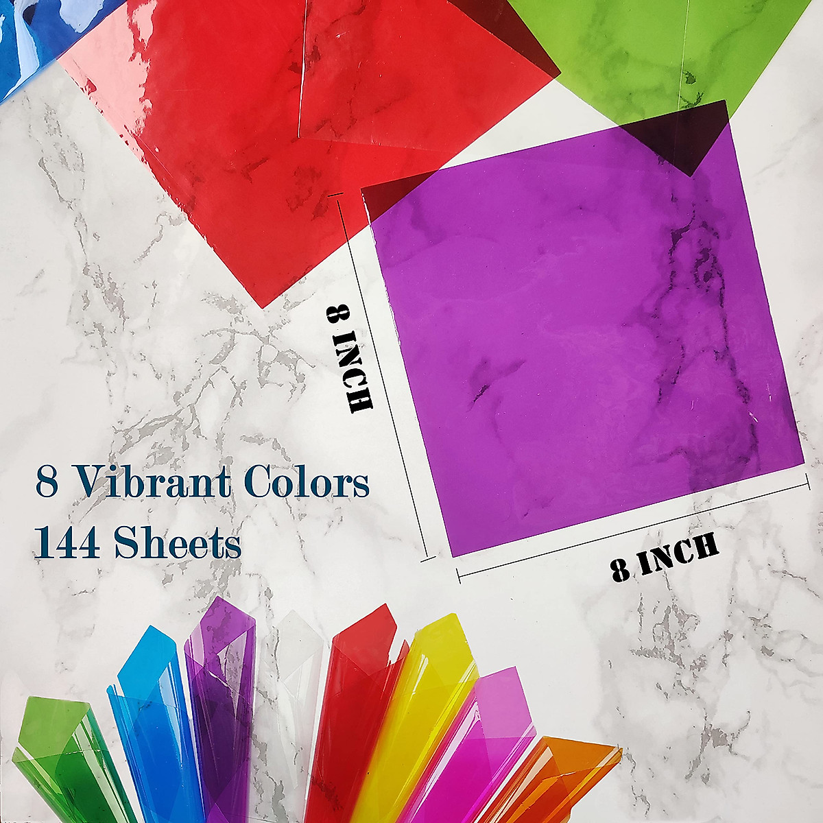 144PCS Colorful Cellophane Sheets for Crafts & Decorations