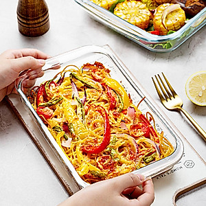 2 Pack 1-Quart Tempered Glass Oblong Baking Dishes, Personal Sized Bakeware and Cookware