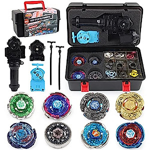 Burst Battle Top Set 8 Battling Tops Itcaoseklu Evolution Combination 4D Series 3 Launchers Blast Gyro Game with Portable Storage Box Gift for Kids Children Boys (Kids Edition)