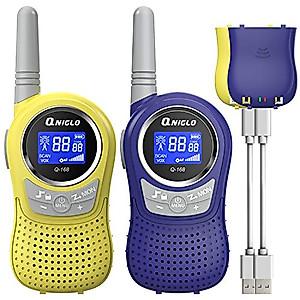 Walkie Talkies for Kids, QNIGLO 2KM Rechargeable Walkie Talkies for Kids 3-12 Years Old, Perfect Christmas Birthday Gifts Toys Kids Walkie Talkies 2 Pack for Outdoor Camping, Walking, Hiking