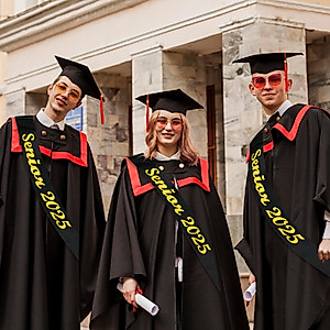 Generic 12 Pcs Black Senior 2025 Sash with Gold Glitter Letters - Senior Sashes Class of 2025, Celebration Graduation sash, Senior Cheer Sash, Class Competition Sashes, Graduation Party Supplies