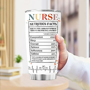 HUBUPU Nurse Gifts, Tumblers School Coffee Women Nursing Week For Nurses Cups, Nurse Quote Nutrition Facts, Tumbler 20 Oz With Lid And Straw