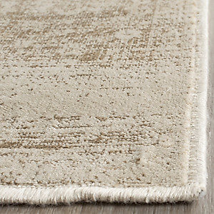 SAFAVIEH Vintage Collection Area Rug - 6'7" x 9'2", Stone, Oriental Traditional Distressed Viscose Design, Ideal for High Traffic Areas in Living Room, Bedroom (VTG159-3440)