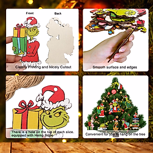 RINOLY 24pcs Christmas Tree Ornaments,Christmas Wood Ornaments for Tree,Christmas Tree Decorations