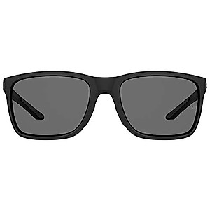 UA Hustle Rectangular Sunglasses, Matte Black Frame w/ Polarized Gray Lenses