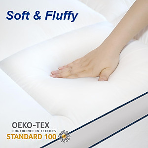 KAYFIA Full Mattress Topper,Extra Thick Mattress Pad Cover for Deep Sleep,3D+7D Snow Down Alternative Fill Overfilled Plush Pillow Top with 8-23 Inch Deep Pocket-White