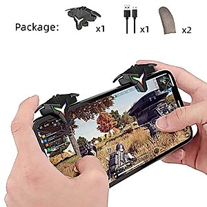 Mobile Gaming Trigger, Physically Mapped Automatic Continuous Click Game Trigger, PUBG Mobile Controller, RGB Light Alloy Button Zero Latency, for PUBG/Fortnite/COD/NEW STATE Mobile Game