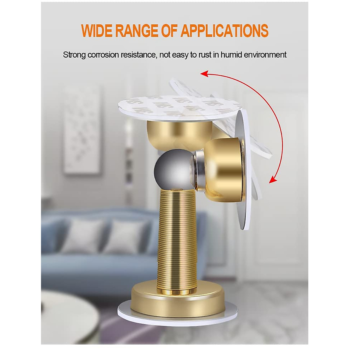 Door Stopper, Magnetic Door Catch,Magnetic Door Stop, 3M Double-Sided Adhesive Tape，Stainless Steel, No Drilling, Screws for Stronger Mount, Hold Your Door Open, for Wide Doors