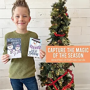 Hadley Designs 24 Christmas Cards with Envelopes - Blank Holiday Cards with Envelopes for Family, Friends & Business, Made in the USA (Snowman)