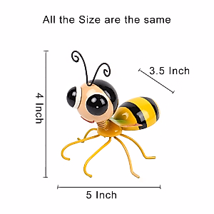 Cruis Cuka Metal Yard Art Garden Decor Cute Bee Lawn Ornament ​Hanging Wall Sculpture - Set of 2