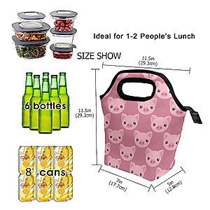 Cartoon Pink Pig Lunch Bag Insulated Cooler Lunch Box, Cute Animal Reusable Tote Outdoor Travel Picnic Bags For Snacks Organizer for Women Kids Students School Office Work