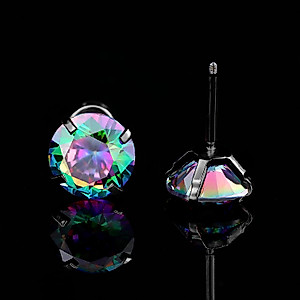 Titanium Round CZ Screw Flat Back Earrings Stud Earrings For Women Men Hypoallergenic for Sensitive Ears