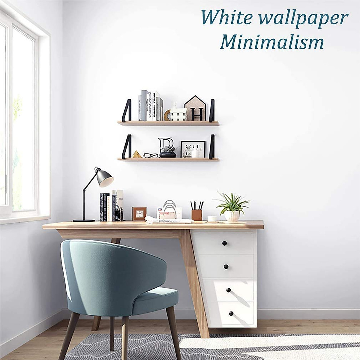 Safiyya 78.7"x17.7" White Contact Paper White Wallpaper Waterpoof Peel and Stick Wallpaper Self Adhesive Wallpaper Decorative Contact Paper Vinyl Roll for Wall