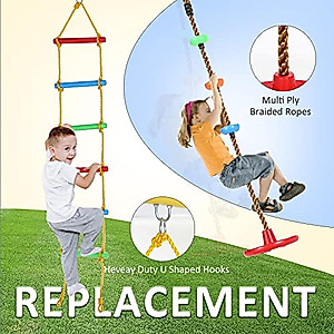 4 in 1 Swing Set for Backyard, Heavy Duty A-Frame Metal Outdoor Stand, 550 lbs Weight Capacity Adjustable Playground Playset for Kids Toddlers with 2 Swing Seat, Climbing Ladder and Climbing Rope