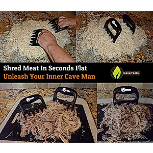 Cave Tools Meat Claws for Shredding Pulled Pork, Chicken, Turkey, and Beef- Handling & Carving Food - Barbecue Grill Accessories for Smoker, or Slow Cooker - Gun Metal