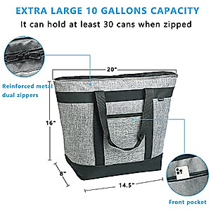 Large Insulated Grocery Bags Cooler Bag, 2 in 1 Cooler Tote/Cooler Backpack, Leak-Proof Soft Cooler Bag for Food Delivery, Grocery Shopping, Travel, Beach, Camping & Outdoor Activities (Grey)