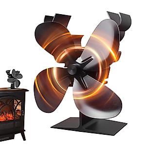 heybb Woodburner Stove Fan, 4 Blades Wood Stove Fans Heat Powered, Silent Operation with Stove Thermometer for Wood, Log Burner, Fireplace, Eco Friendly Circulatons and Efficient Heat Distributions