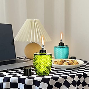 SODELIC Glass Table Torch,Citronella Tabletop Torches Backyard,Refillable Oil Torch for Outside,3 Pack Outdoor Pathway Torches with Wick for Landscape,Yard,Patio,Deck or Garden (Large Oil lamp)