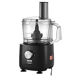 VEVOR Food Processor, 9 Cup Small Vegetable Chopper, 600 Watts 2 Speed Electric Meat Processors, 10Pcs Blade & Disc, Built-in Storage Drawer, Large Feed Chute & Pusher, Slice, Shred, Puree, dough
