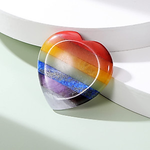 CrystalTears Chakra Worry Stone for Anxiety Heart Shape 7 Chakra Healing Crystals Pocket Palm Stone Thumb Worry Stone Anxiety Crystal for Stress Relief Chakra Healing Meditation Crystal Therapy