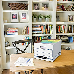 Bankers Box 0071301 STOR/File Storage Box with Lift-Off Lid, Letter/Legal, 12 x 10 x 15 Inches, White, 12 Pack